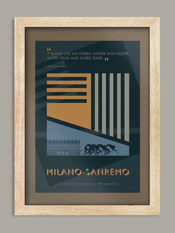 Milano-Sanremo Cycling Poster Print - The Monuments - Prendas Ciclismo